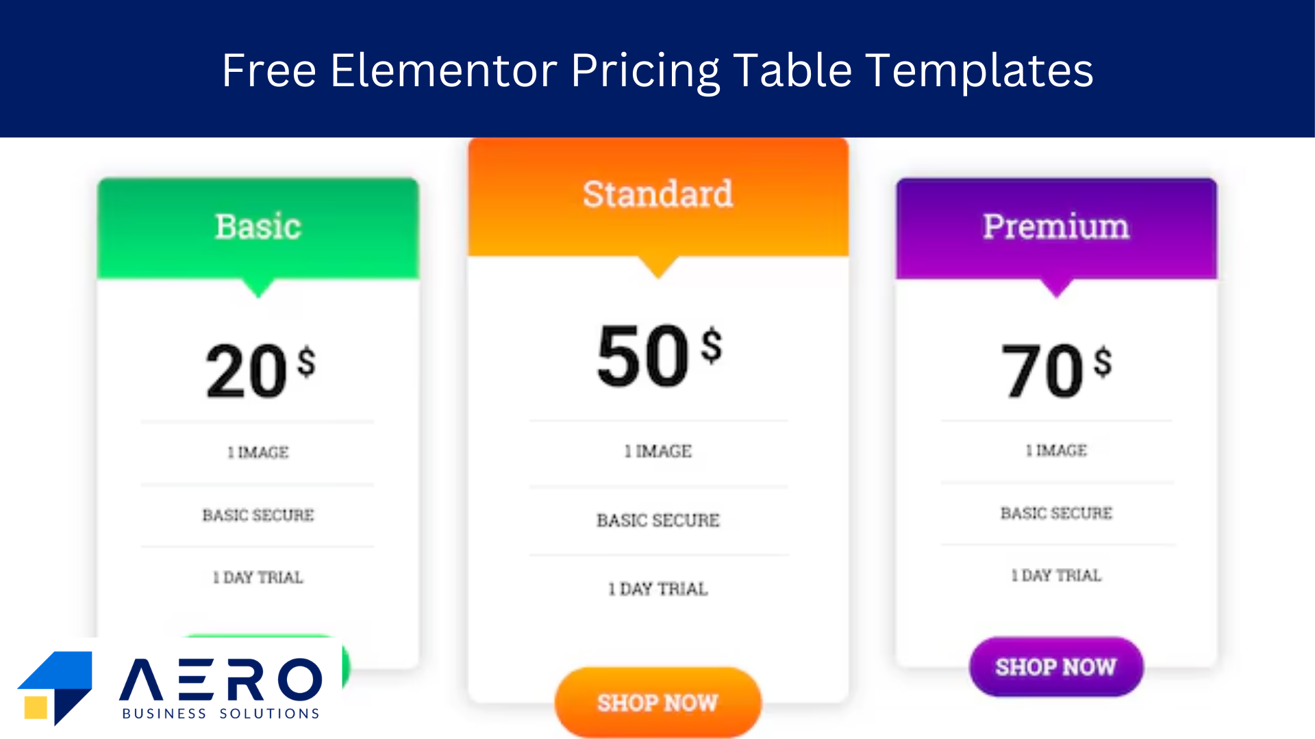 Pricing Table Elementor Templates [Free Download] | Aero Business Solutions